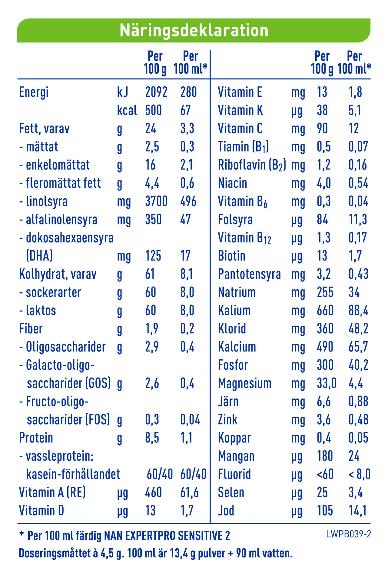Nestlé NAN EXPERTPRO SENSITIVE 2 tillskottsnäring 800g burk pulver