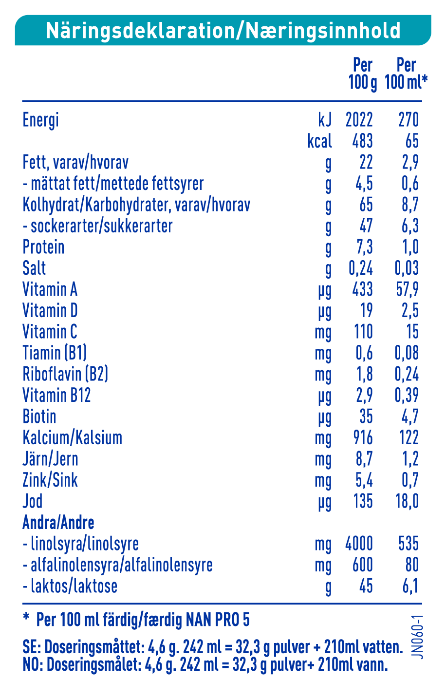 Nestlé NAN PRO 5 mjölkdryck för barn 800g burk pulver