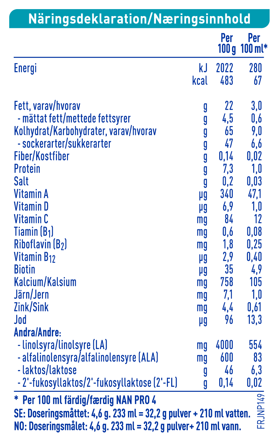 Nestlé NAN PRO 4 mjölkdryck för barn 800g burk pulver
